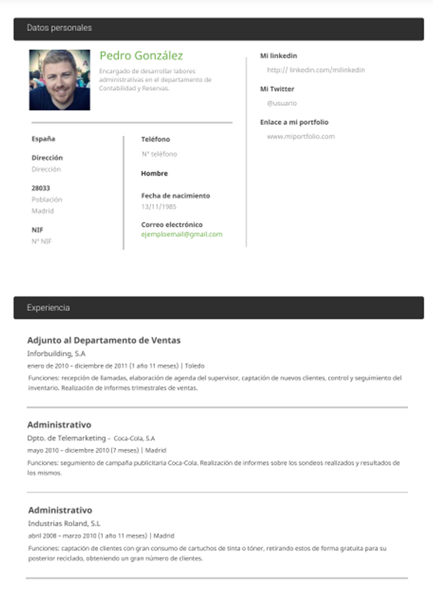 Currículum Vitae: Ejemplos y consejos - Cursos SEPE